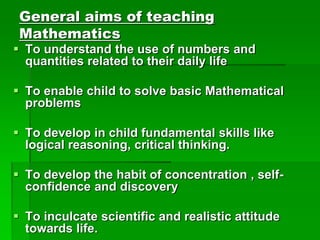 Aims and objectives of Mathematics. | PPT