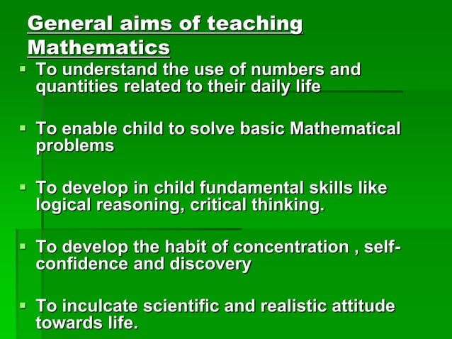 Aims and objectives of Mathematics. | PPT