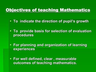 Aims and objectives of Mathematics. | PPT