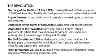 CAMBRIDGE AS HISTORY: FRANCE REVOLUTION MODULE | PPTX | Christianity ...