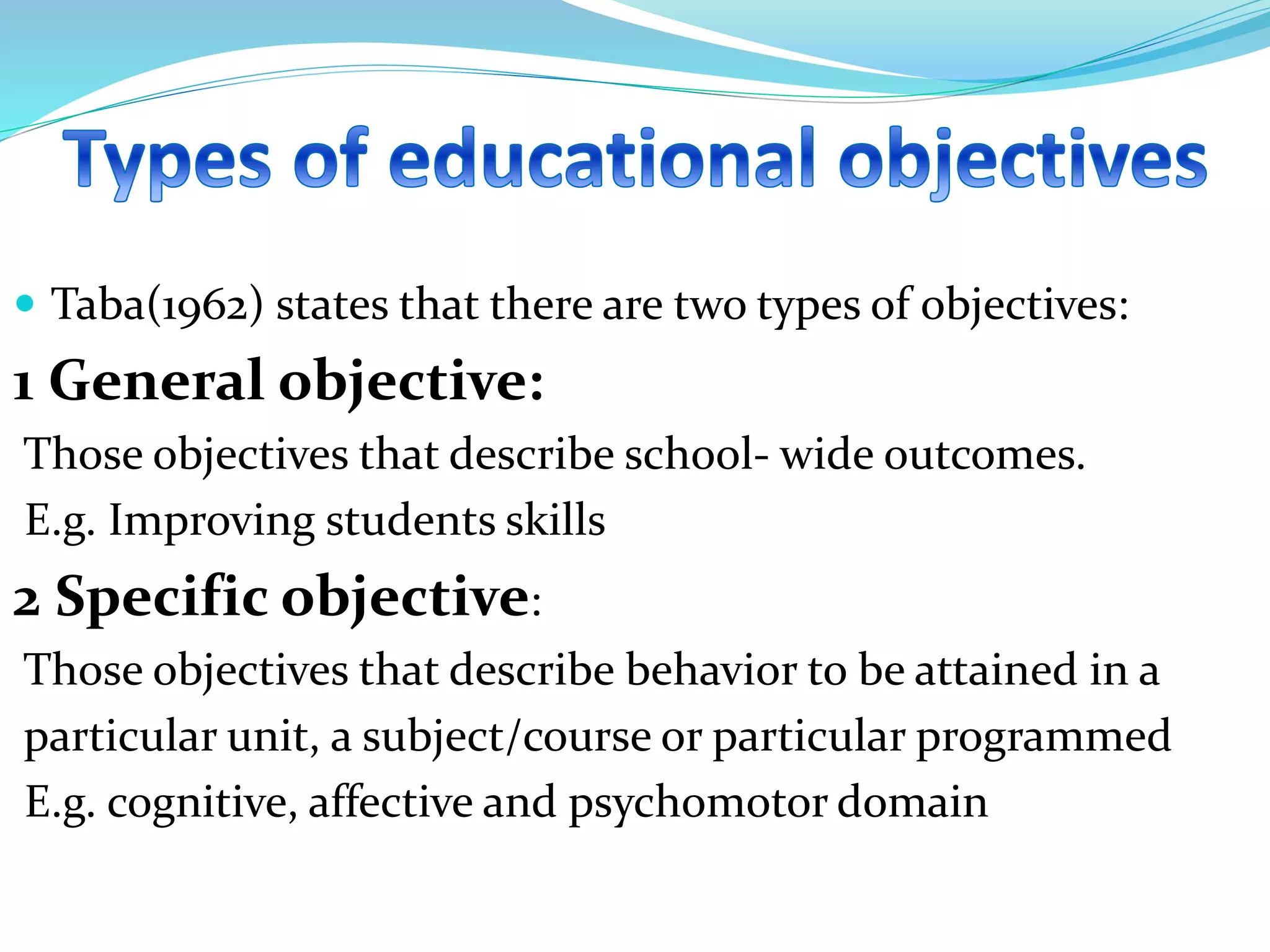 Aims, goals and objective purpose in curriculum development | PPTX