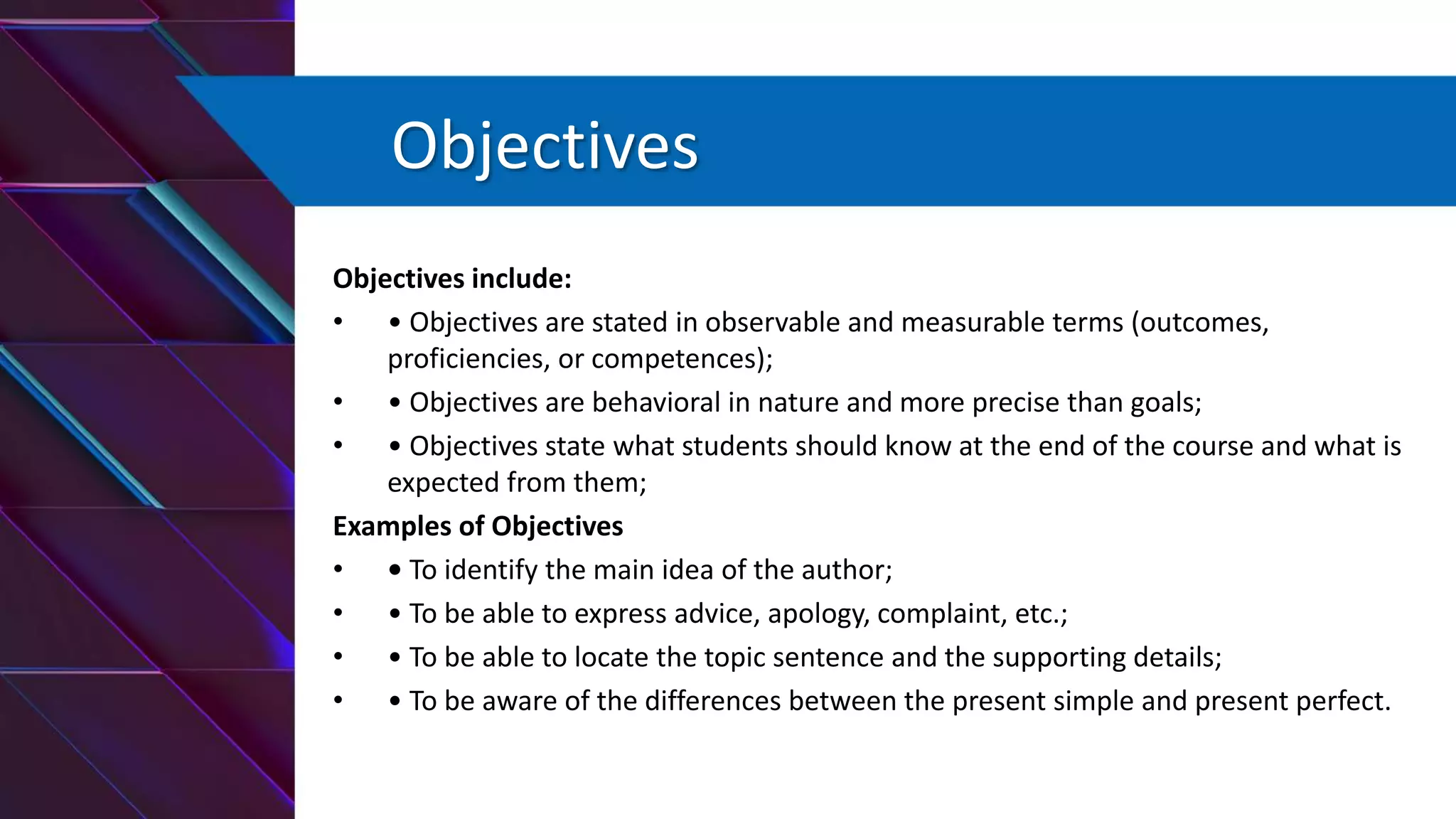 Aims, goals, and objectives | PPT