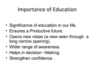 Aims & importance of education | PPT