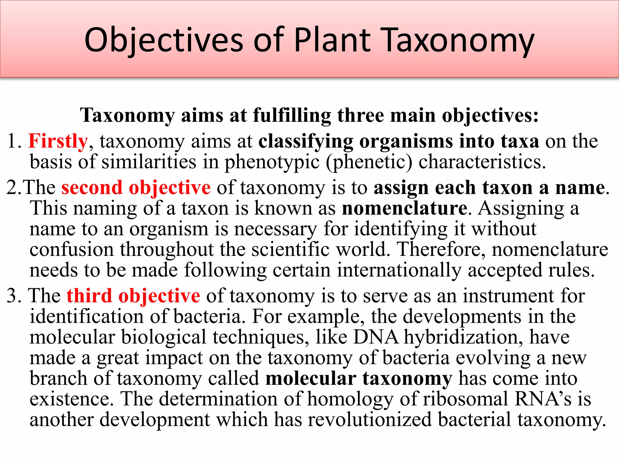 Aims and objectives of plant taxonomy | PPTX