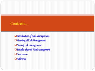 Aims of risk management | PPTX