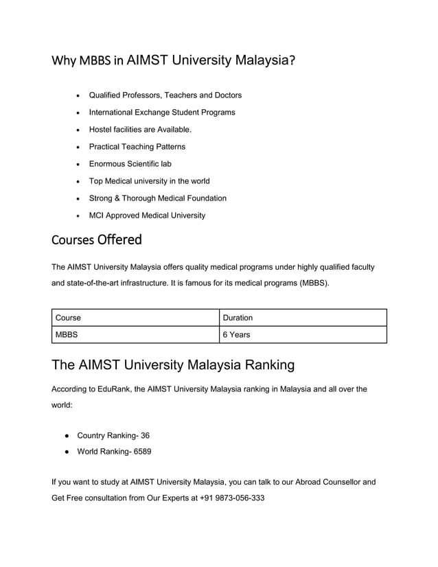 AIMST University Malaysia 2024-25: Admission, Fee Structure, Courses, Eligibility, Ranking etc ...