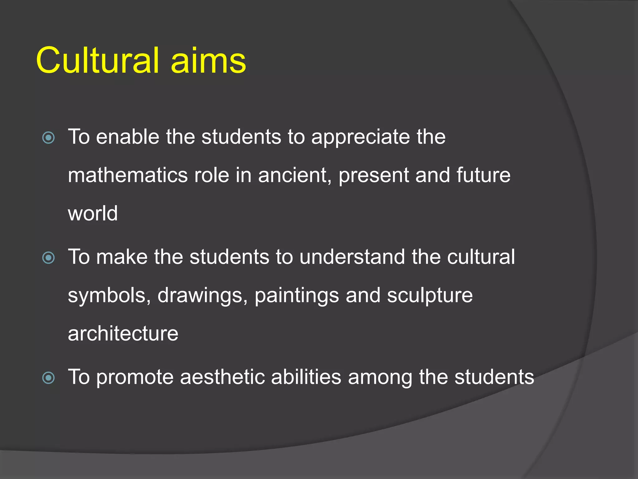 Aims of teaching mathematics | PPTX
