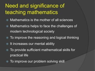 Aims of teaching mathematics | PPTX