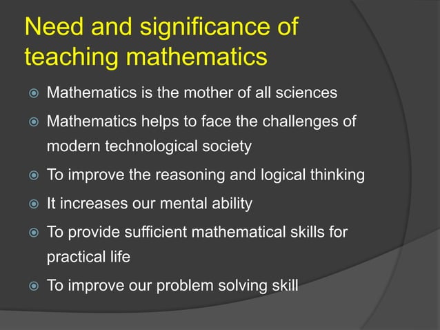 Aims of teaching mathematics | PPTX | Education