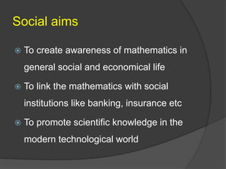 Aims of teaching mathematics | PPTX