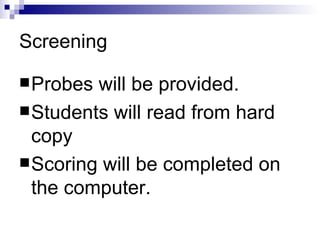 AIMSweb Spring Universal Screening | PPS | Educational Assessment ...