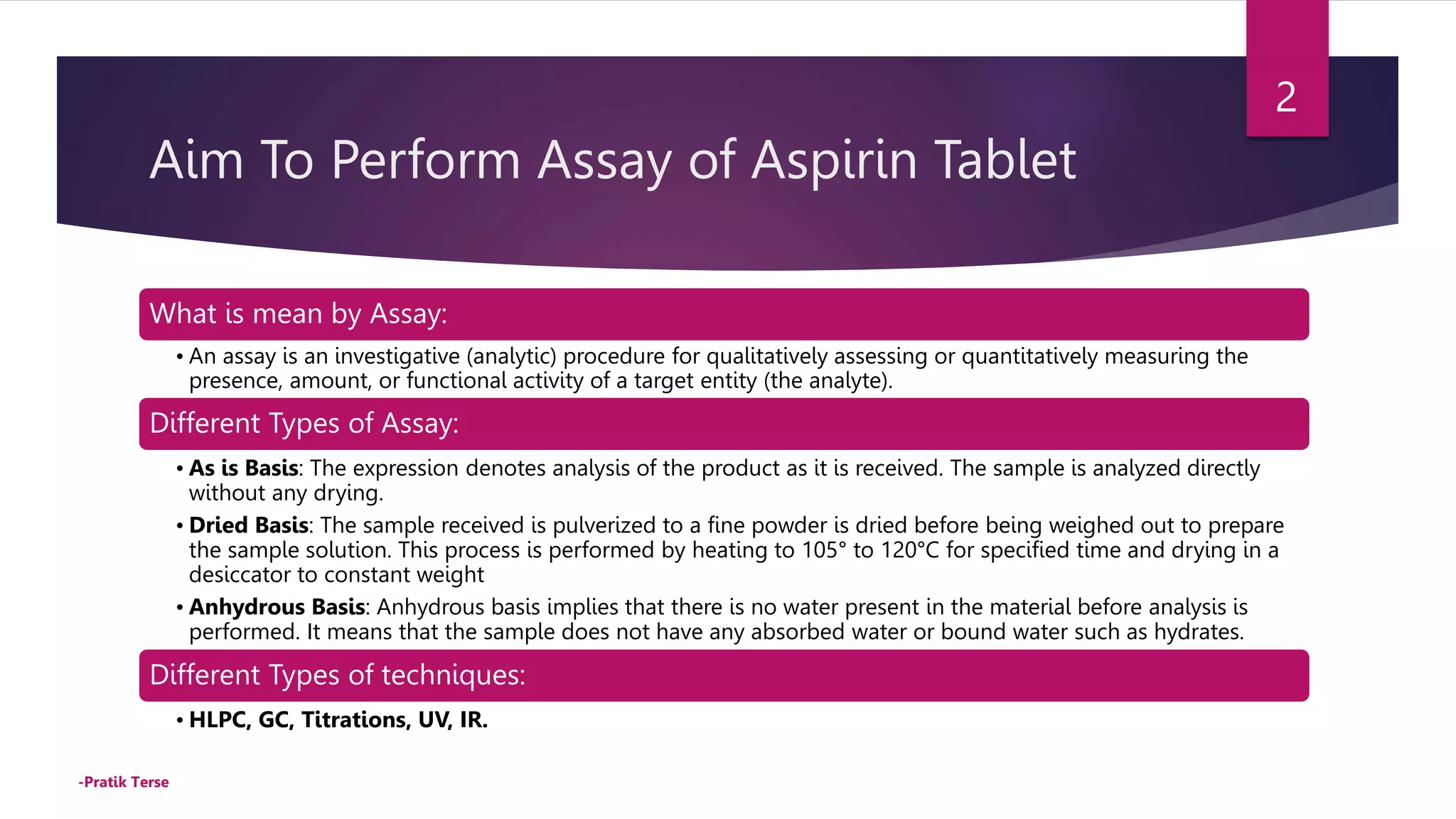 Aim To Perform Assay of Aspirin Tablet.pptx