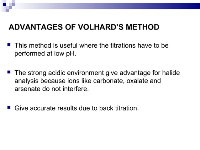 Volhard`s Method | PPT | Chemistry | Science