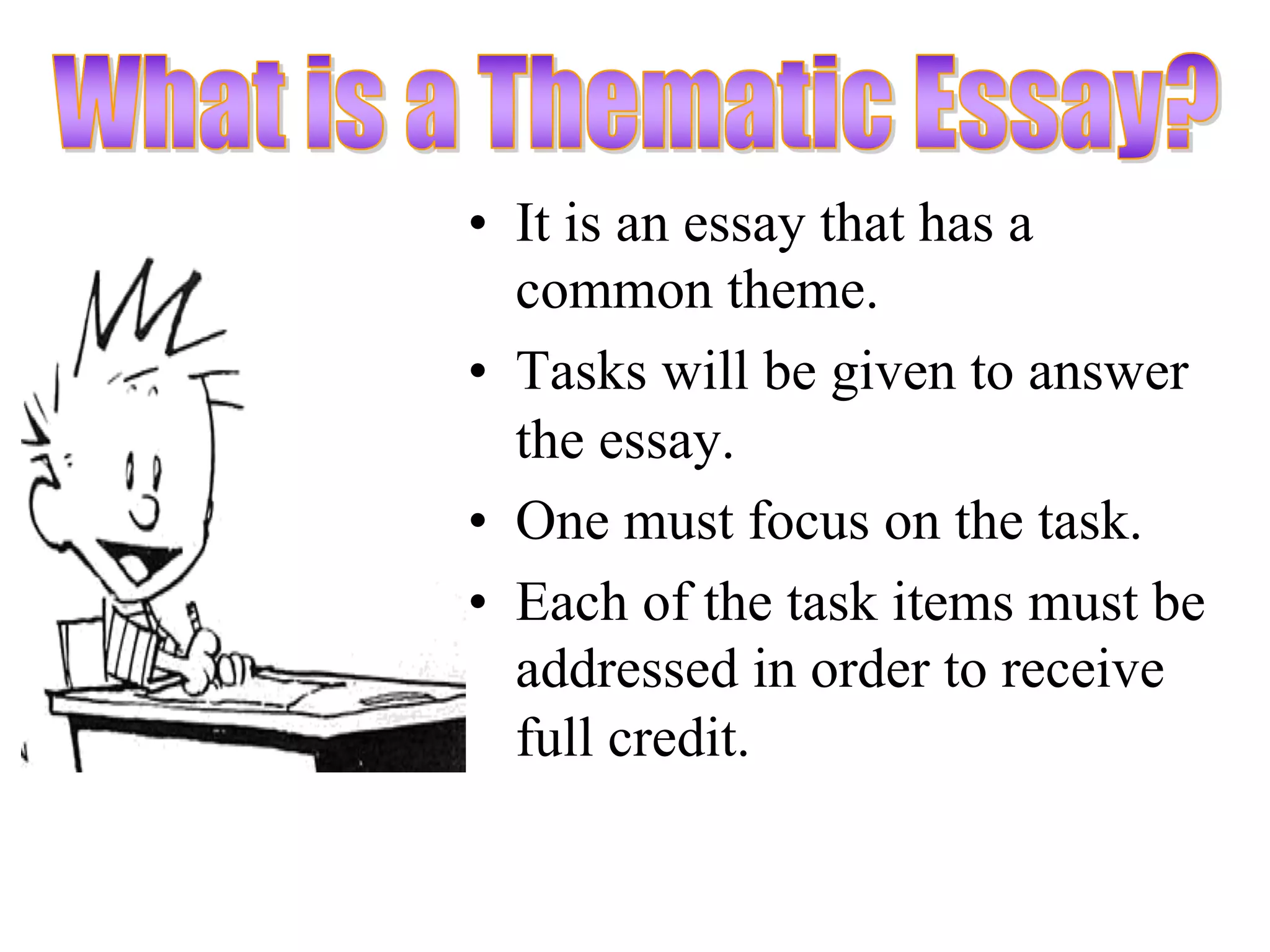 Aim writing a thematic essay | PPT