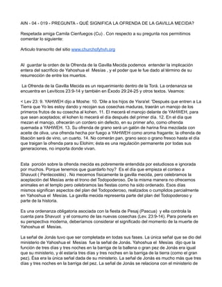 AIN - 04 - 019 - PREGUNTA - QUÉ SIGNIFICA LA OFRENDA DE LA GAVILLA ...