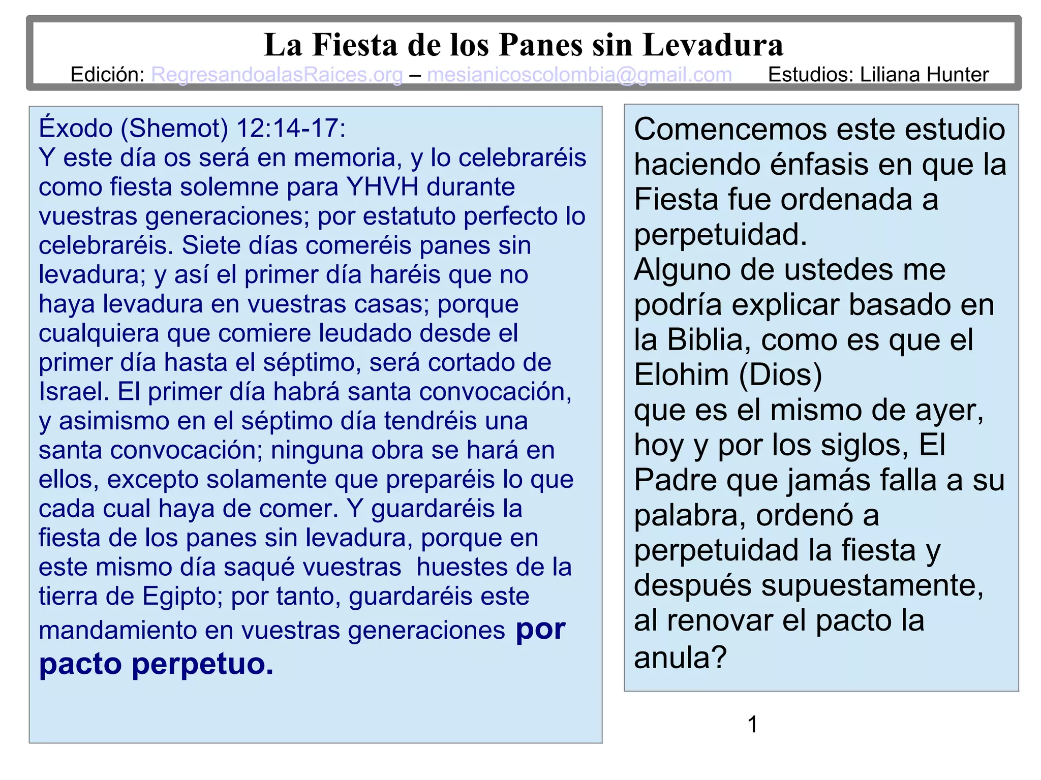 La Fiesta De Los Panes Sin Levadura Pdf