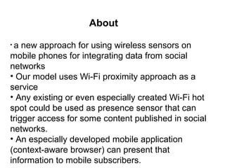 Wireless Networks Sensors and Social Streams | PPT