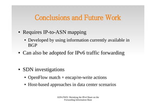 ASN-FWD: Shrinking the IPv4 Share on the Forwarding Information Base | PDF