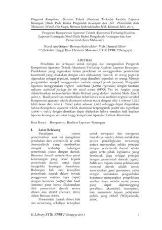 Pengaruh Kompetensi Aparatur Teknik Akuntansi Terhadap Kualitas Laporan ...