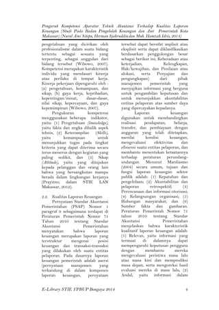 Pengaruh Kompetensi Aparatur Teknik Akuntansi Terhadap Kualitas Laporan ...