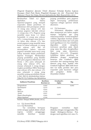 Pengaruh Kompetensi Aparatur Teknik Akuntansi Terhadap Kualitas Laporan ...