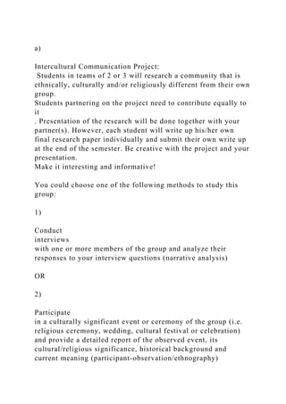 a)Intercultural Communication Project Students in teams of 2 .docx
