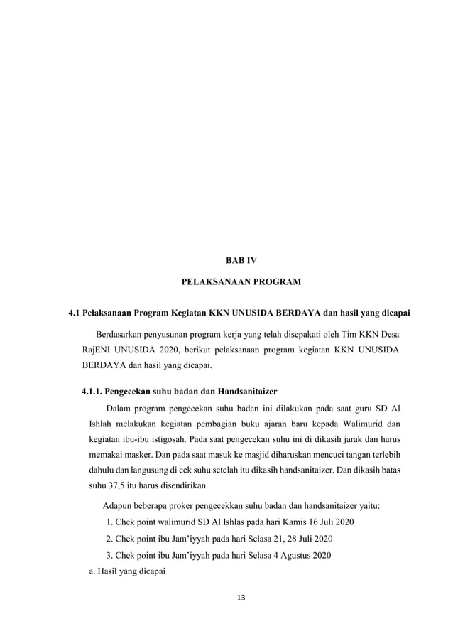 Laporan KKN (Ainun Sa'diyah) | PDF