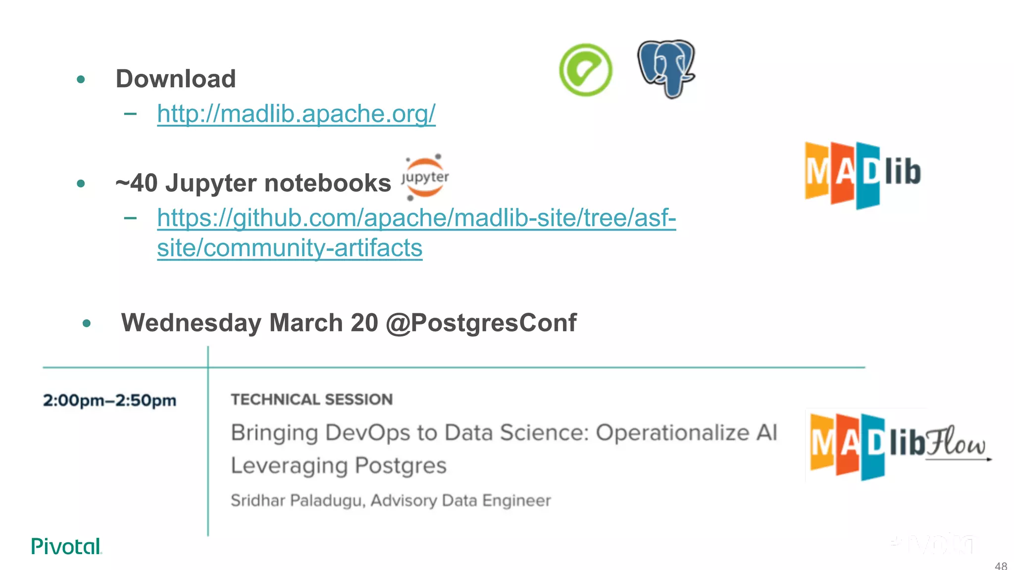 AI on Greenplum Using Apache MADlib and MADlib Flow - Greenplum Summit 2019 | PPT