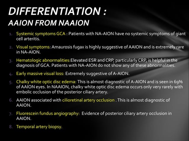 AION Anterior Ischemic Optic Neuropathy | PPT