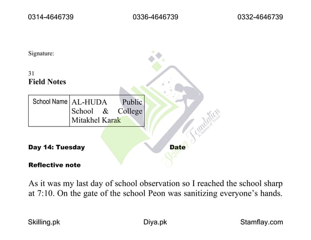 AIOU B.ED 8607 Teaching Practice 1 Field Notes And Observation Reports .pdf