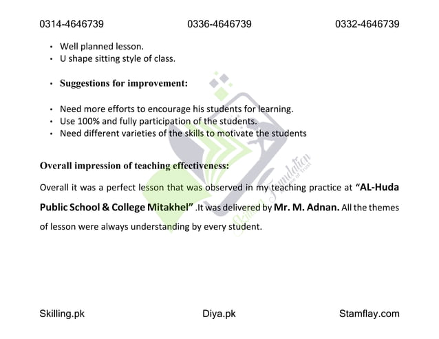 AIOU B.ED 8607 Teaching Practice 1 Field Notes And Observation Reports .pdf