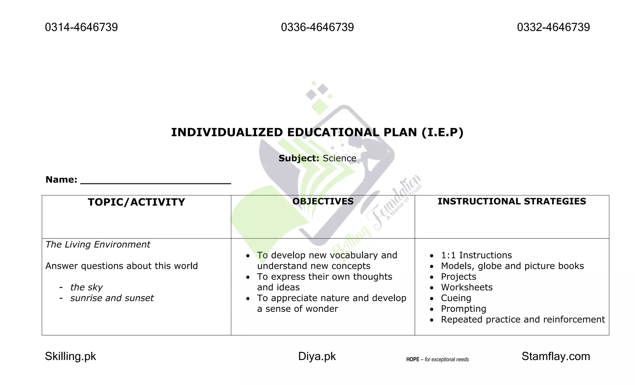AIOU Lesson Plan For Special Education Individual Education Plan IEP.pdf
