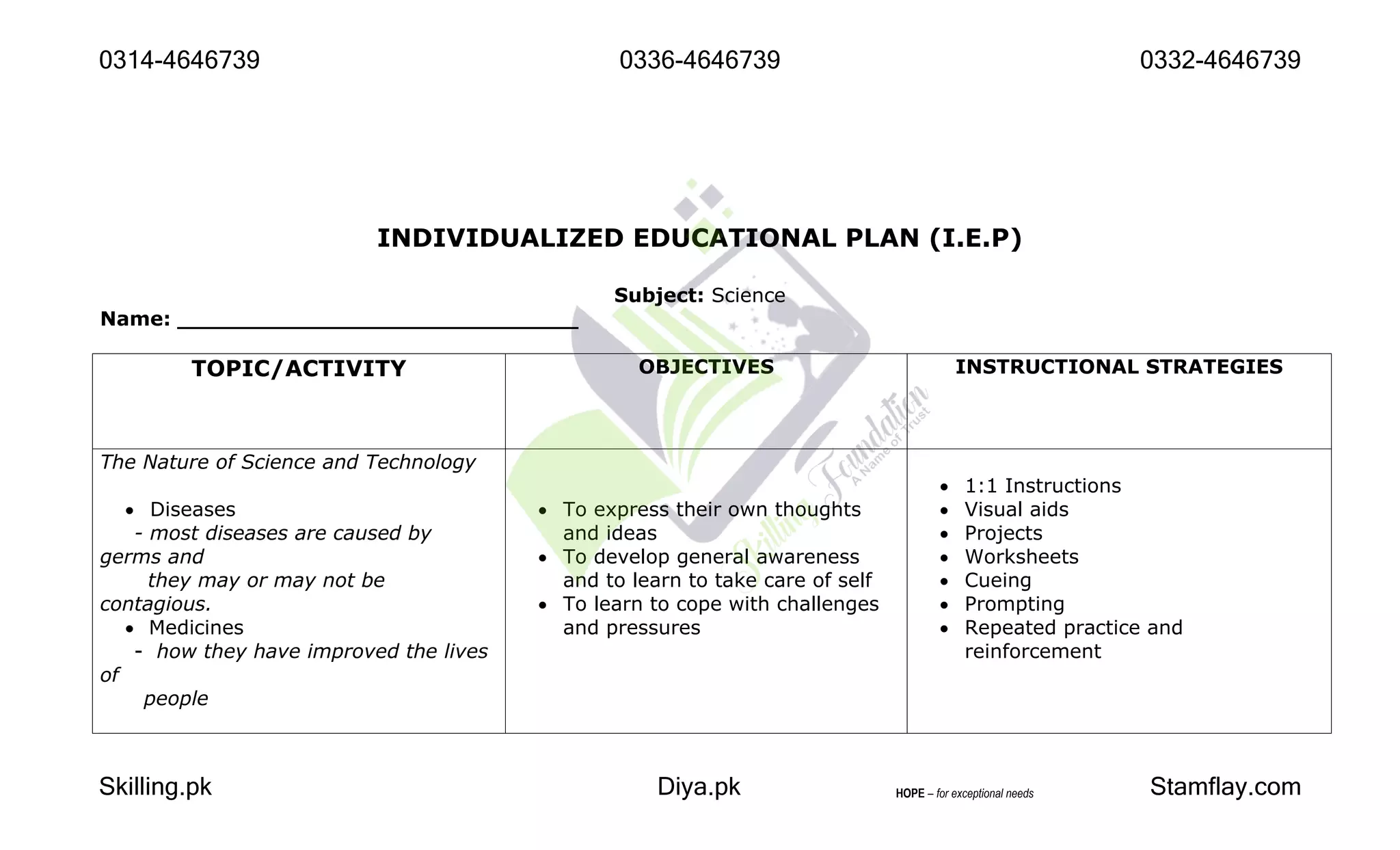 AIOU Lesson Plan For Special Education Individual Education Plan IEP.pdf