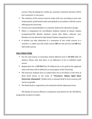 AIOU overseas prospectus for admissions spring 2014 (aioupk.com) | PDF