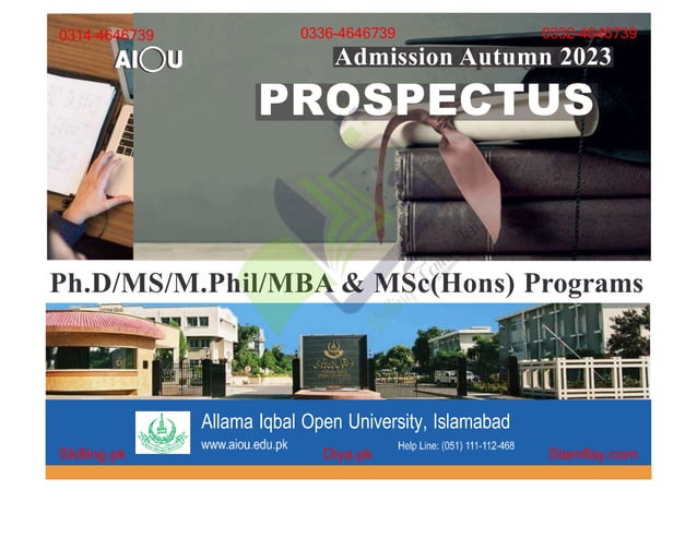 AIOU Prospectus Ph.D. MS MPhil MBA And MSc Programs Download PDF.pptx