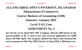 AIOU Solved Assignment Code 1340 Business Accounting Autumn 2023 Assignment 2.pdf