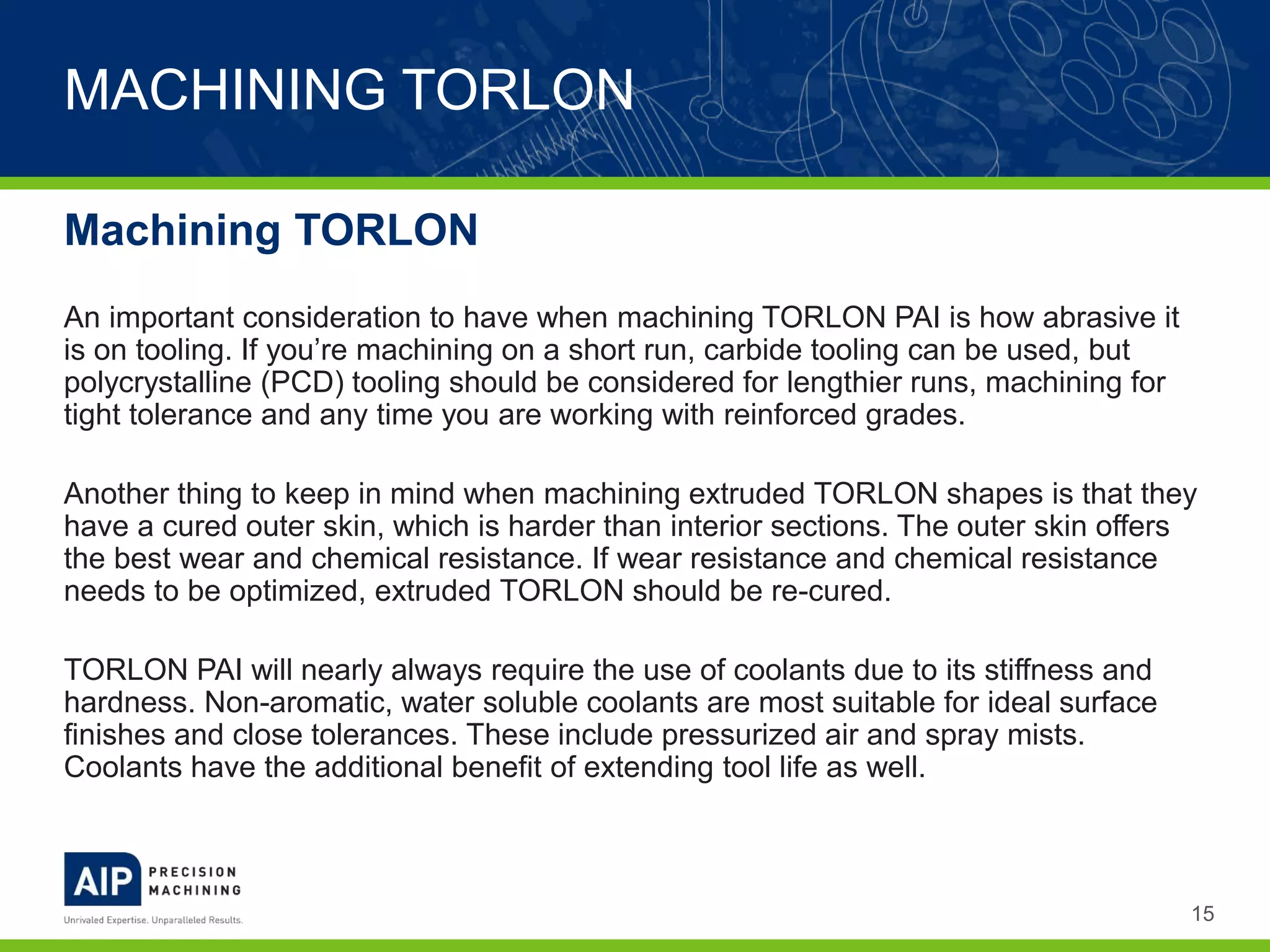 Machining Torlon - A Plastics Machining Guide | PPT Machining Torlon - A Plastics Machining Guide | PPT