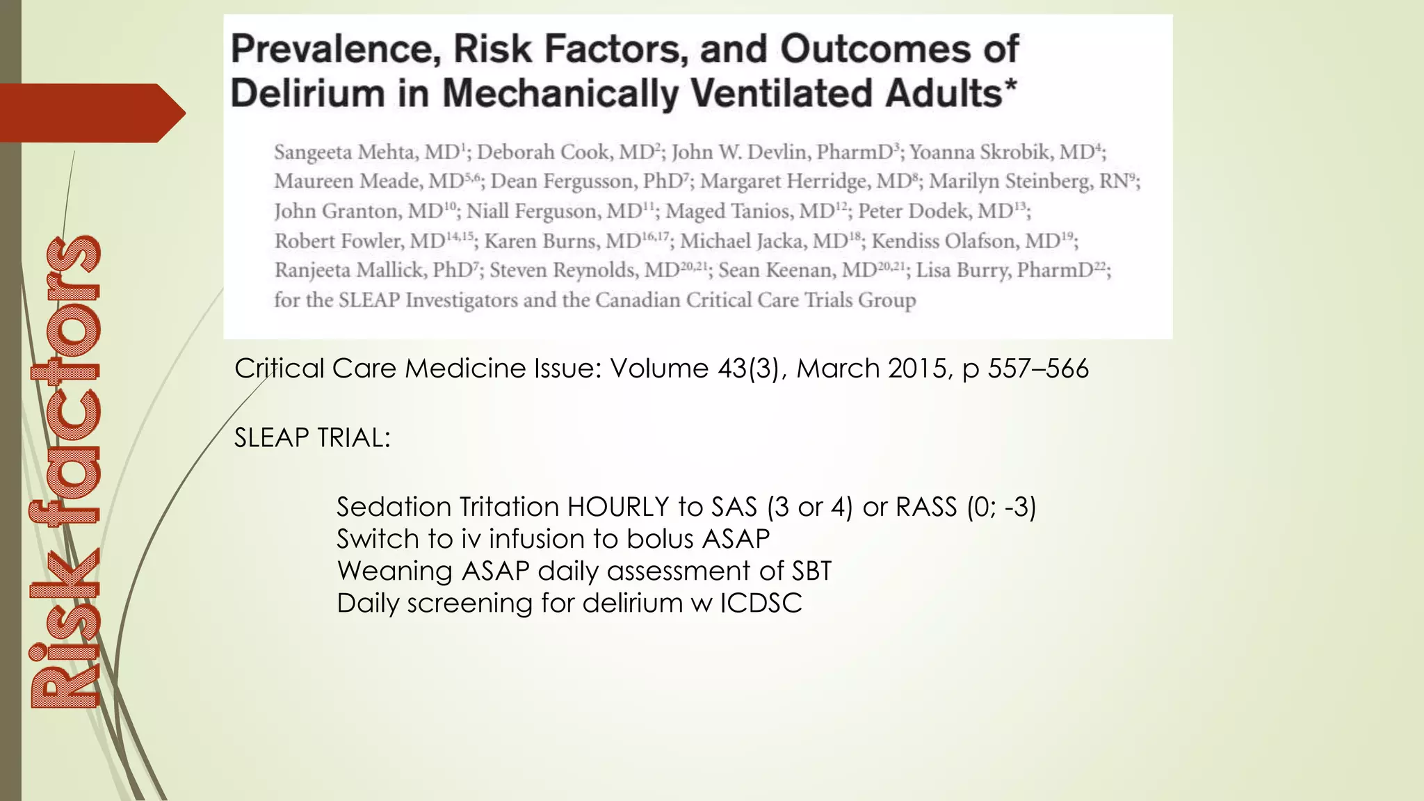 Delirium in ICU: Nomenclature and Diagnosis | PPTX