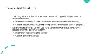 Past Continuous usage and form it's importance | PPTX