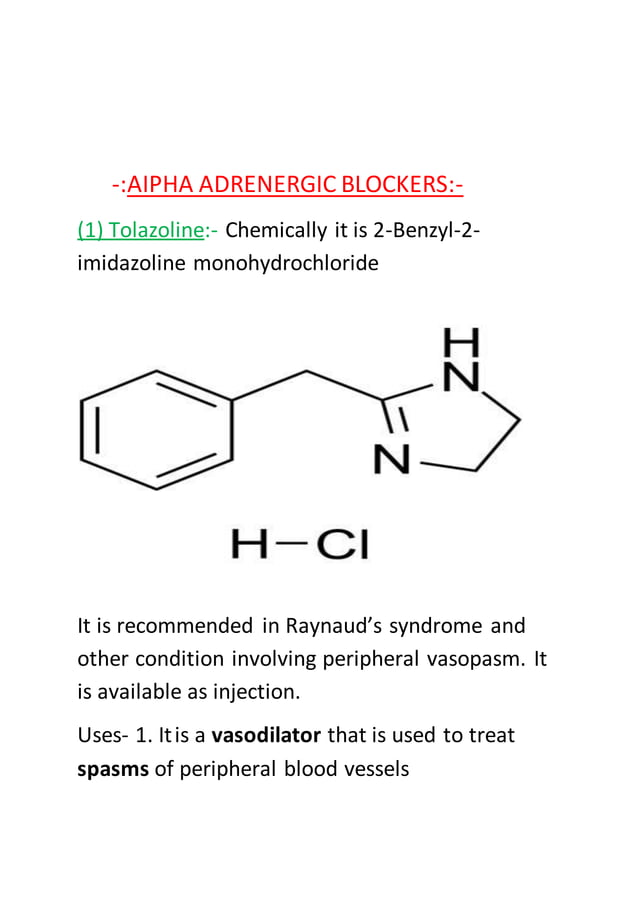 Alpha adrenergic blockers | DOCX | Chemistry | Science