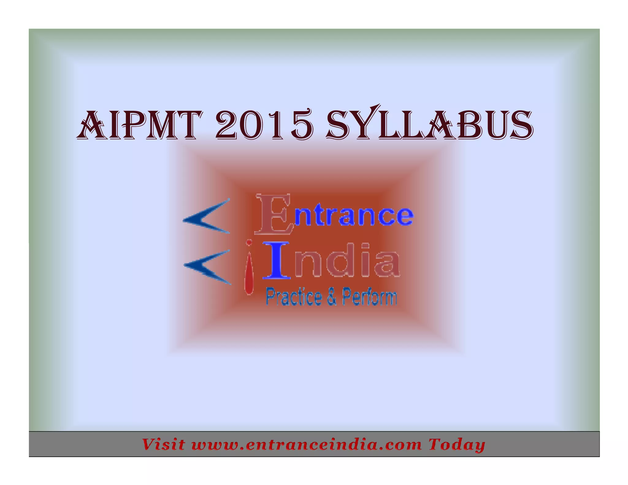 Aipmt syllabus by entranceindia | PDF