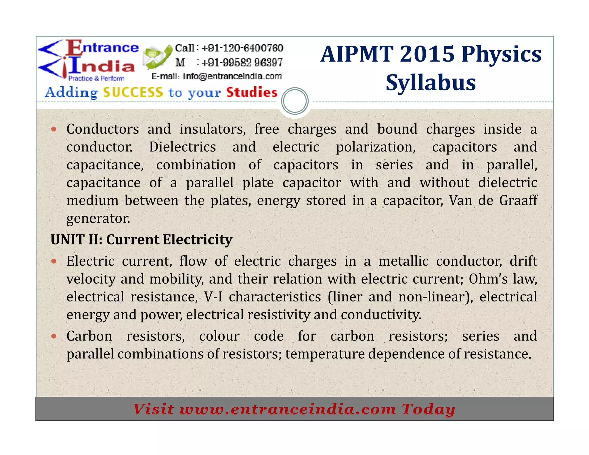 Aipmt syllabus by entranceindia | PDF