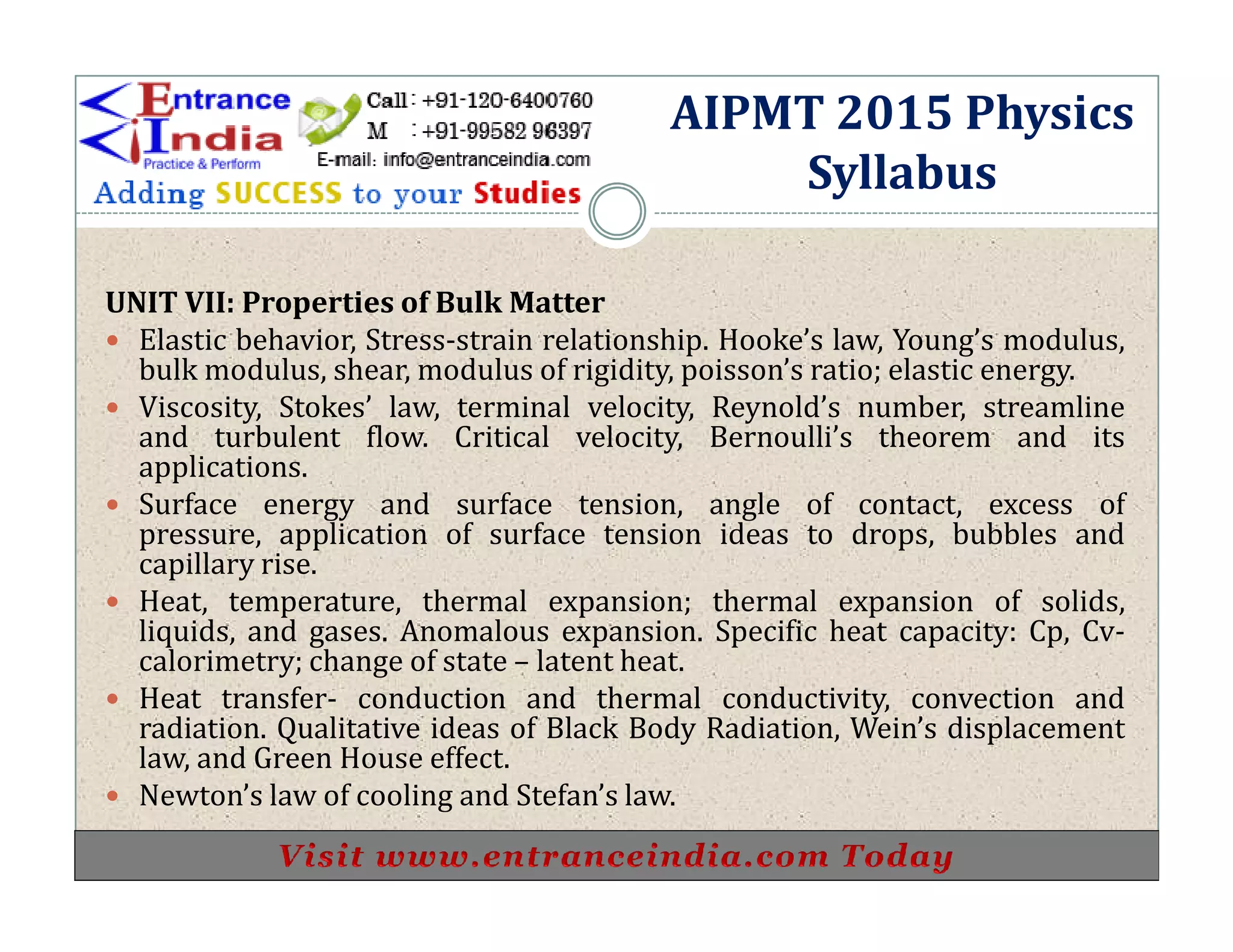 Aipmt syllabus by entranceindia | PDF