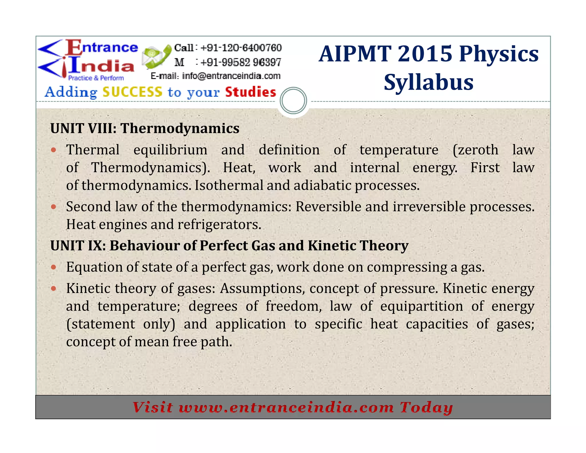 Aipmt syllabus by entranceindia | PDF