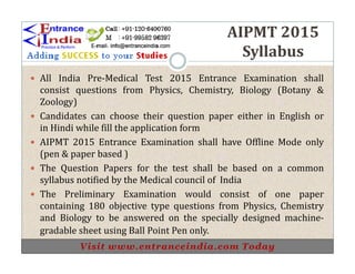 Aipmt syllabus by entranceindia | PDF