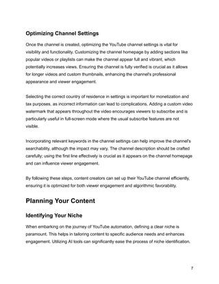 AI YouTube channels : Step By Step Guide | PDF