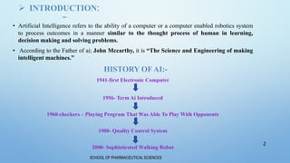 Artificial intelligence in pharmaceutical sector | PPTX