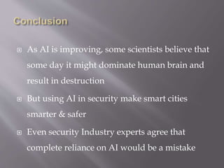 Ai presentation on using of Artificial intelligence in smart cities | PPTX