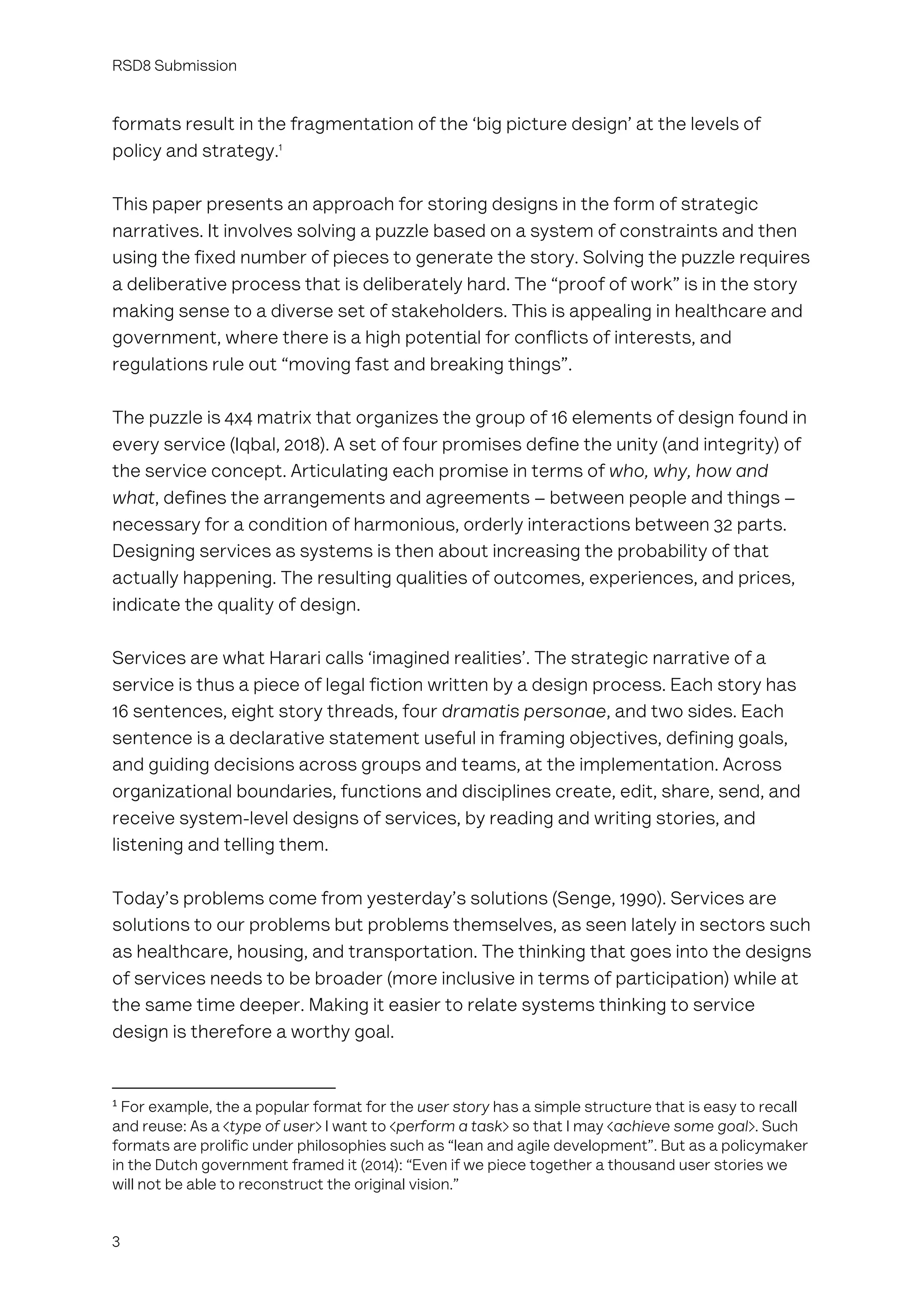 Iqbal Developing Strategic Narratives: Designing Services as Systems | PDF