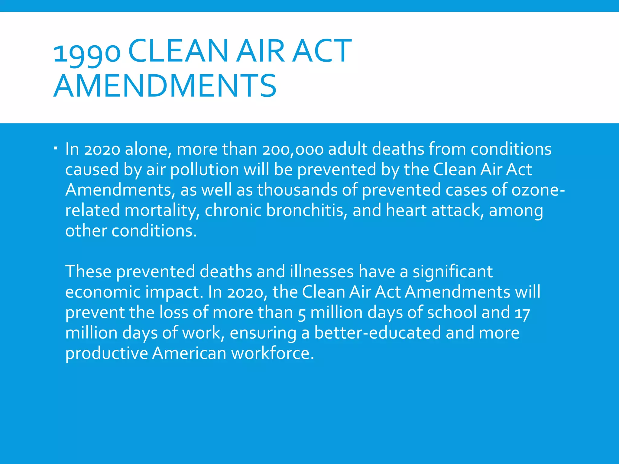 Impact of the 1990 Clean Air Act Amendments | PPTX